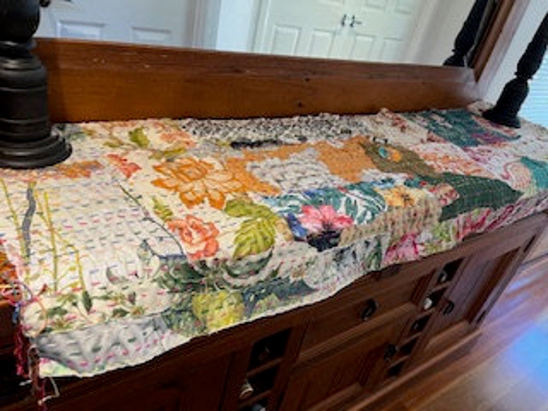 Slow Stitch Boro Enhanced Pashmina, Table Runner, Bed Runner, Hallway ...