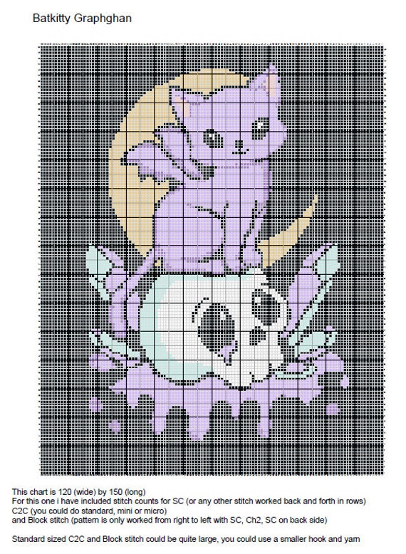 Batkitty Afghan pattern Only - Etsy