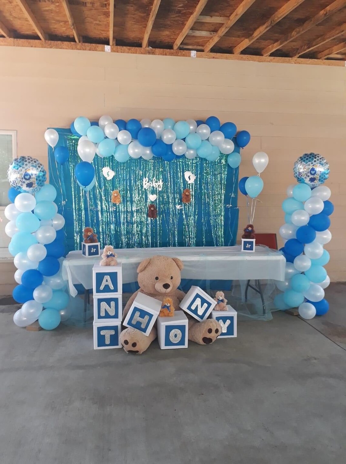 Blue Metallic Curtain. Baby Shower Backdrop Blue Metallic | Etsy