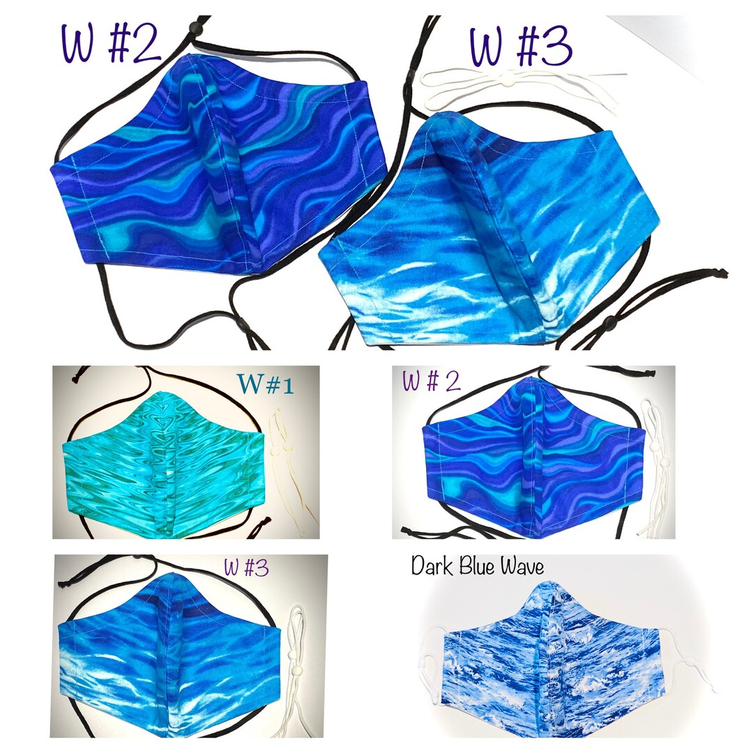 Blue Pattern. 3D Hybrid Face Mask Customized for Adults & Children ...