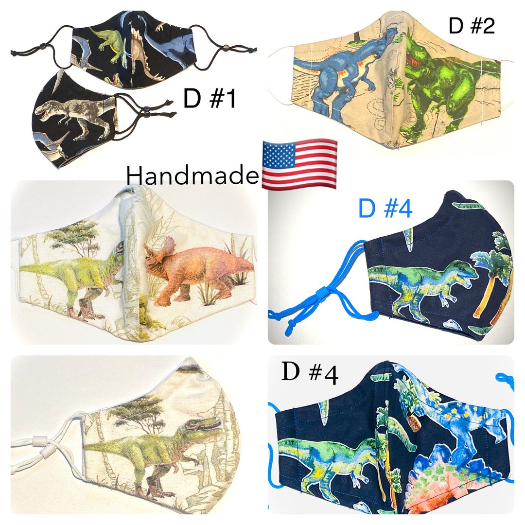 Dinosaurs Pattern. 3D Hybrid Face Mask Customized for Adults & Children ...
