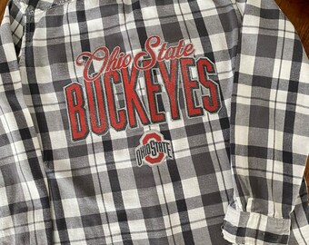 Bleached Distressed Flannel Rustic Bridesmaid Ohio State Buckeyes game ...