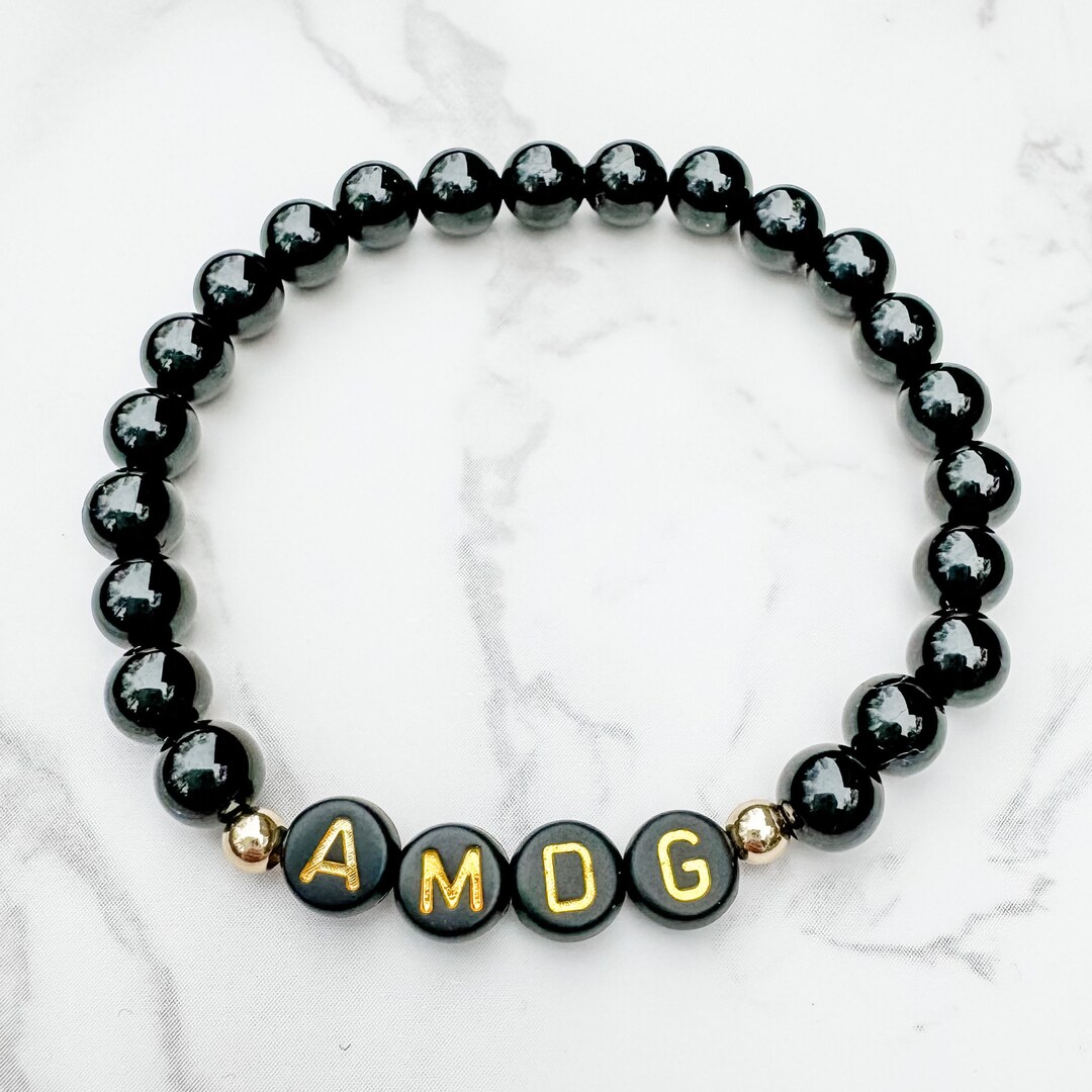 AMDG Catholic Friendship Bracelet | Catholic Beaded Bracelet With Black ...