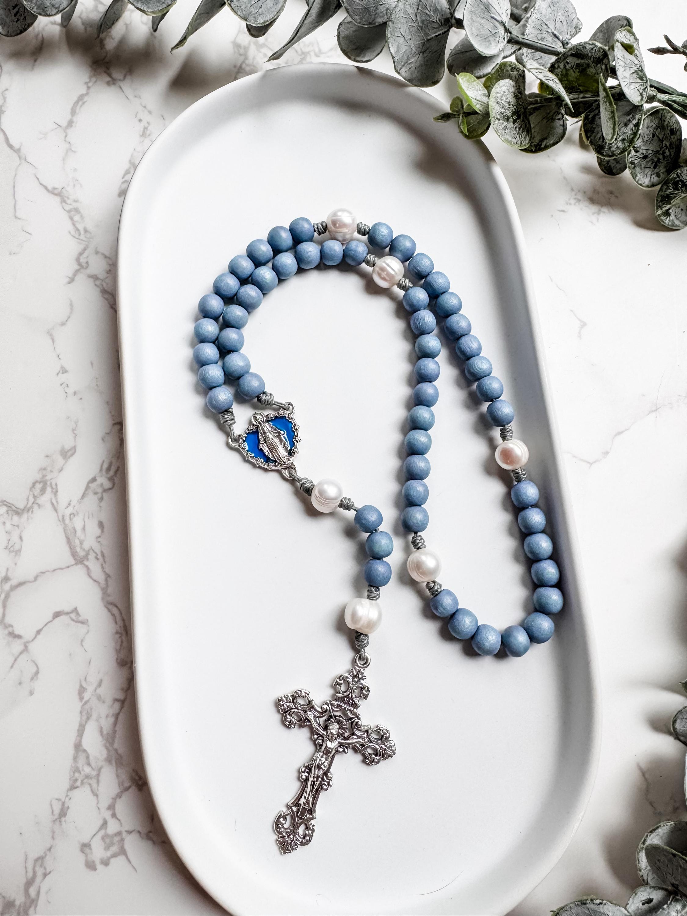 Blessed Virgin Mary Catholic Rosary Made by Refuge Rosaries With Blue ...
