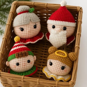 Handmade Crochet Christmas Ornaments: Amigurumi Santa, Mrs. Claus, Elf ...