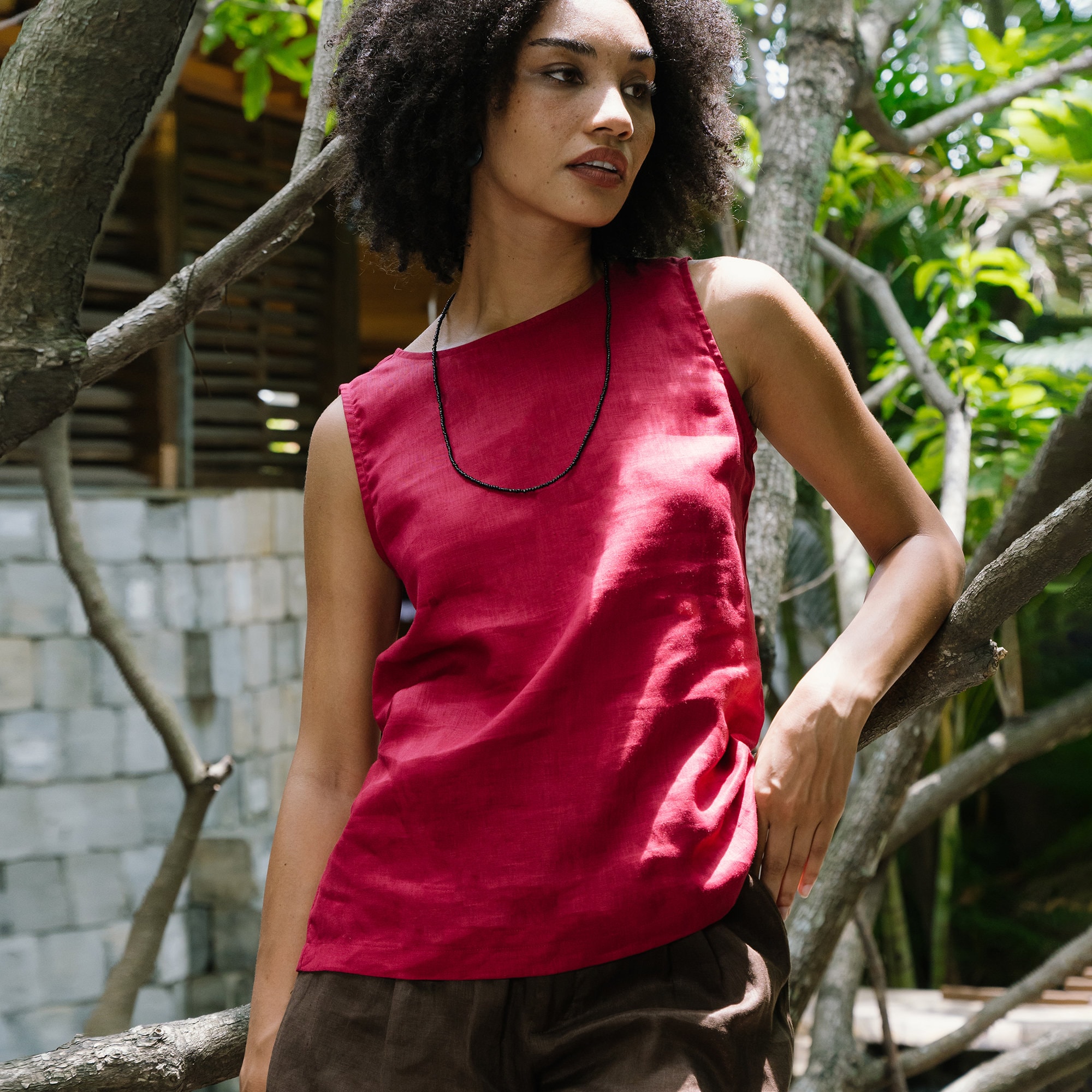 Linen Tank Top Sleeveless in Round Neck - Premium Linen Clothing for ...