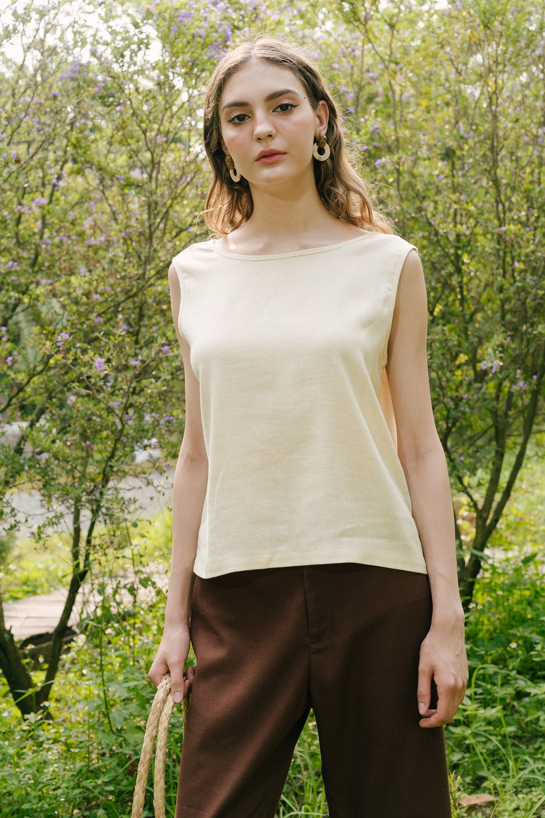 Linen Crop Top Tank Top Linen Sleeveless Crop Top Premium Linen
