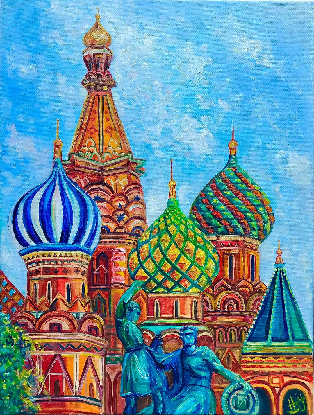 Saint Basil's Cathedral Oil Painting | Russian Wall Art | Red Square of ...
