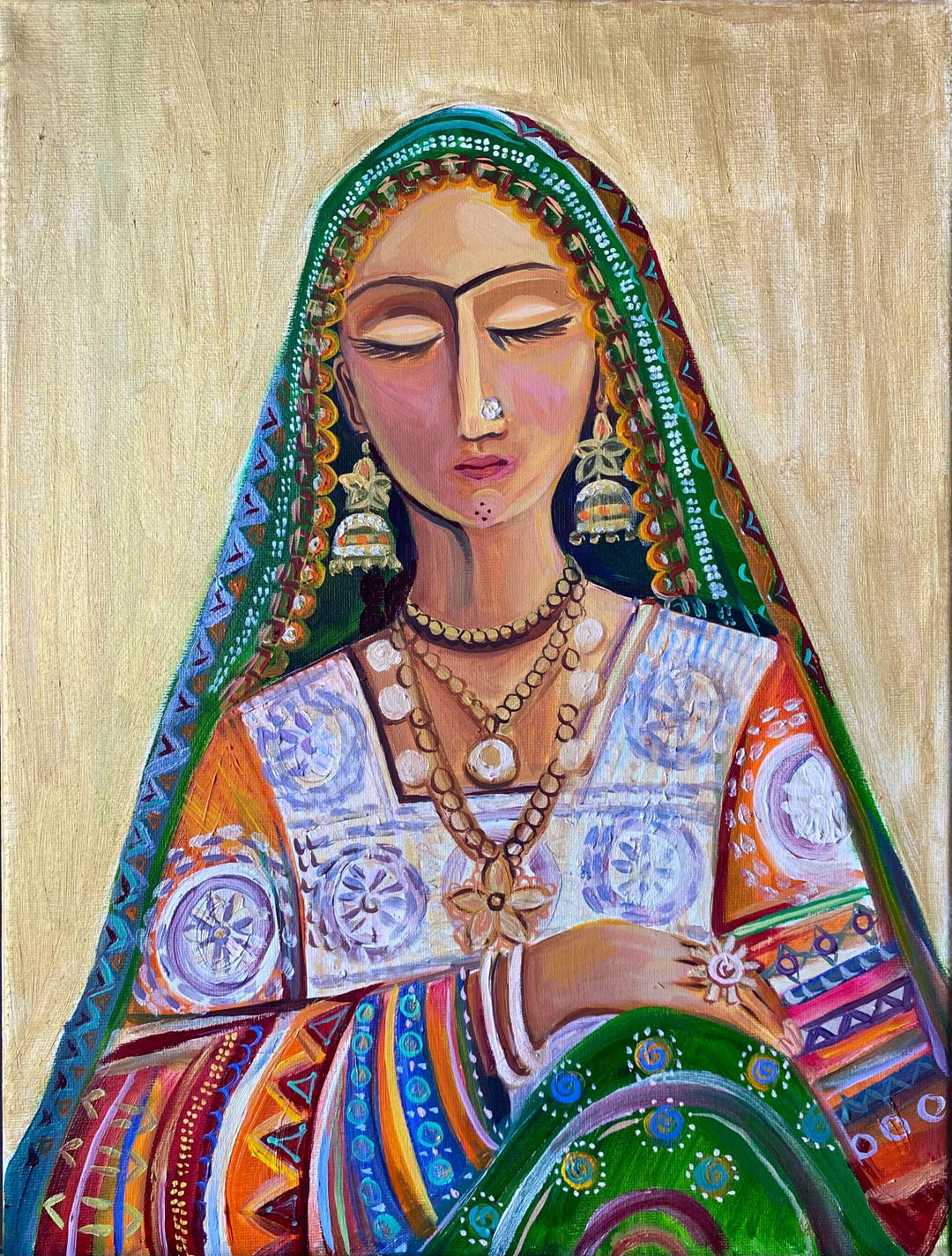 Custodian of Tradition | Pakistani Oil Painting | Sindh Antique Dress ...