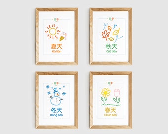 4 Seasons Chinese Wall Art - Etsy