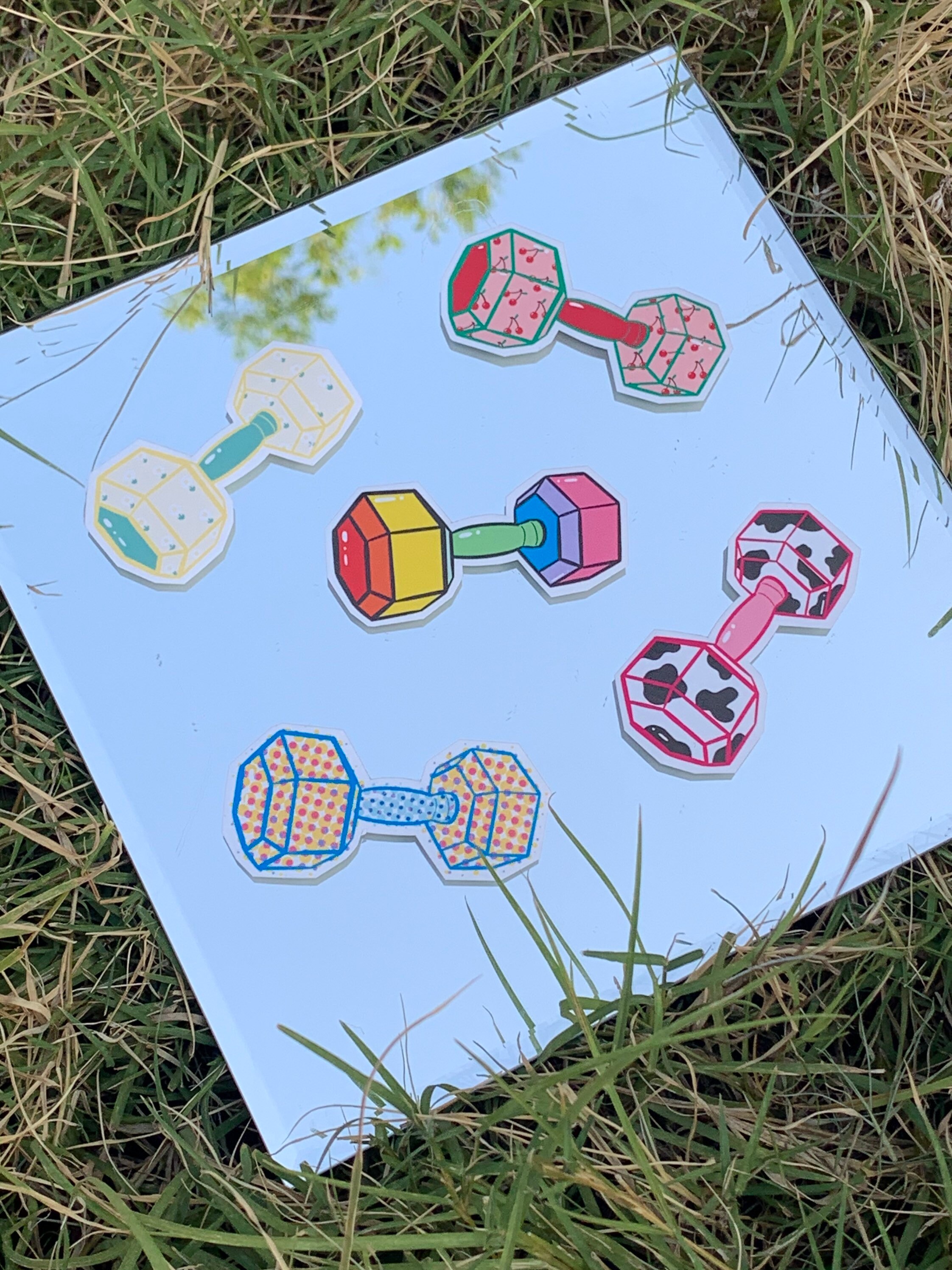 Pack of 5 Dumbbell Stickers - Workout, Fitness, Lifting, Gym ...