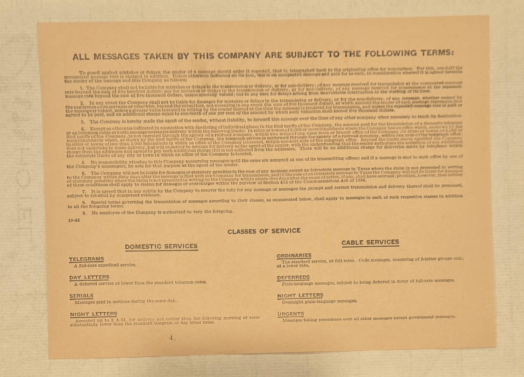 Vintage Western Union Telegram Form – Unused 1940s Blank Telegram Sheet ...