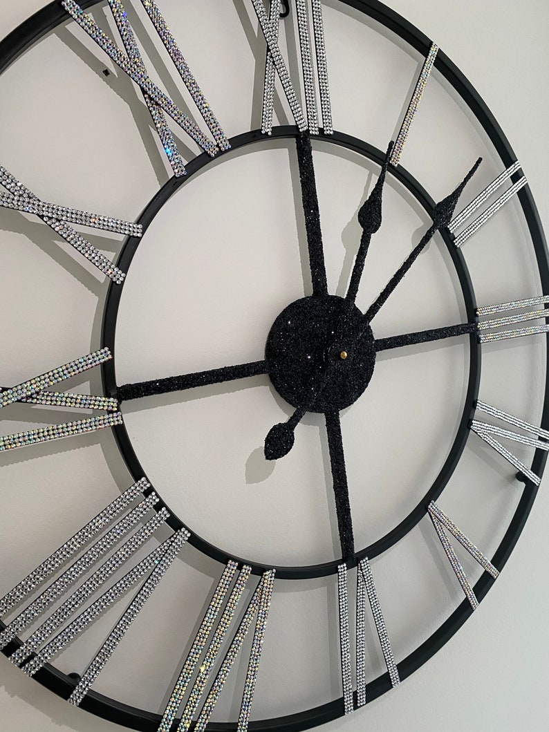 Large wall clock oversized 60cm clock crystal wall clock | Etsy