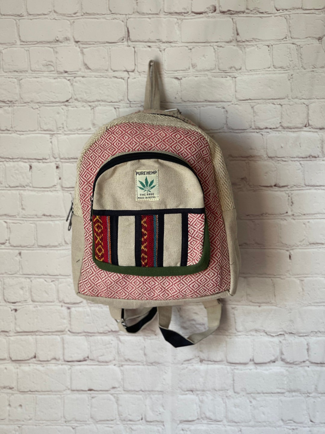 Mini THC FREE Hemp Backpack Features All Different & Unique Multi Color ...
