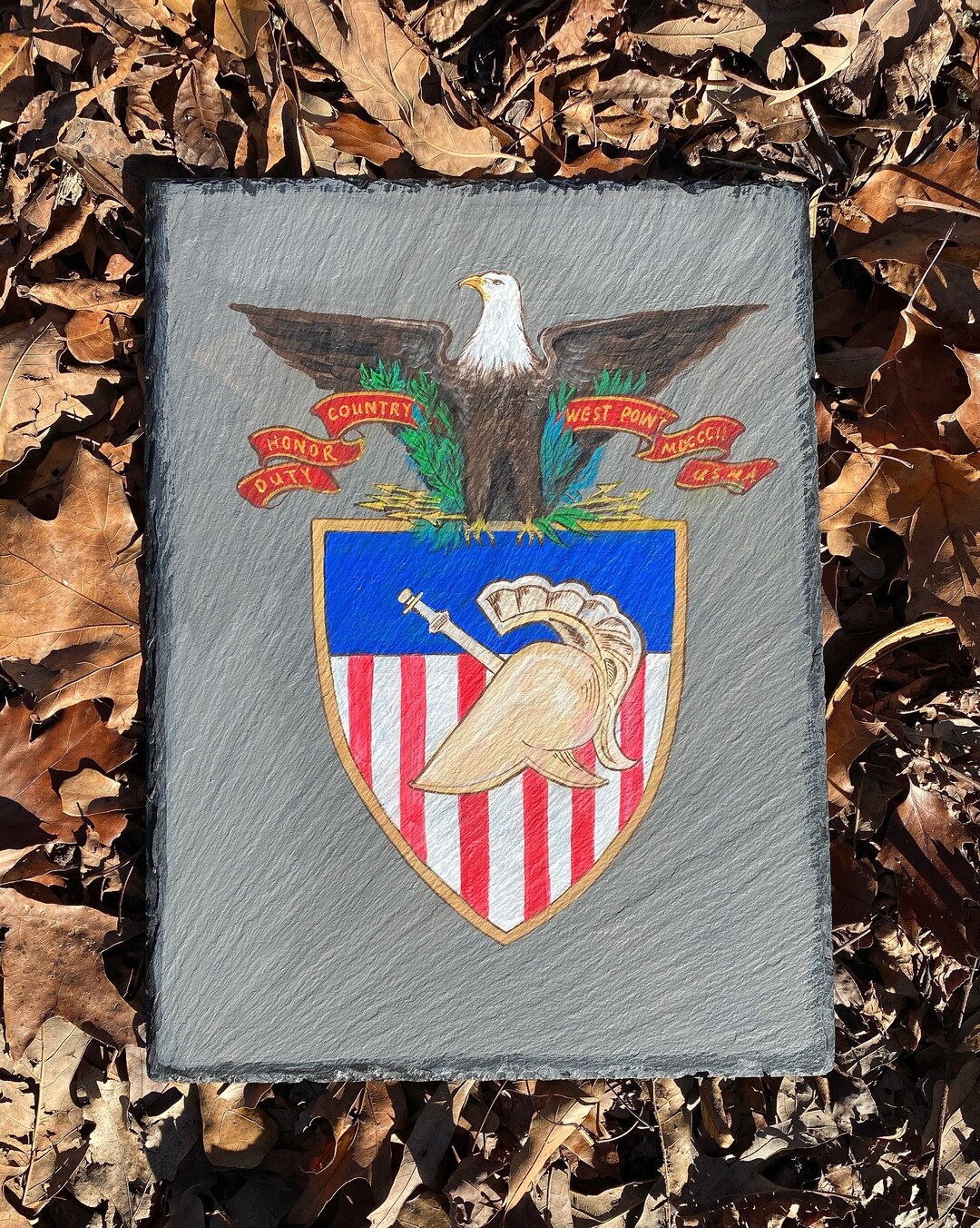 Custom Hand Painted Slate West Point Emblem Sign Custom - Etsy