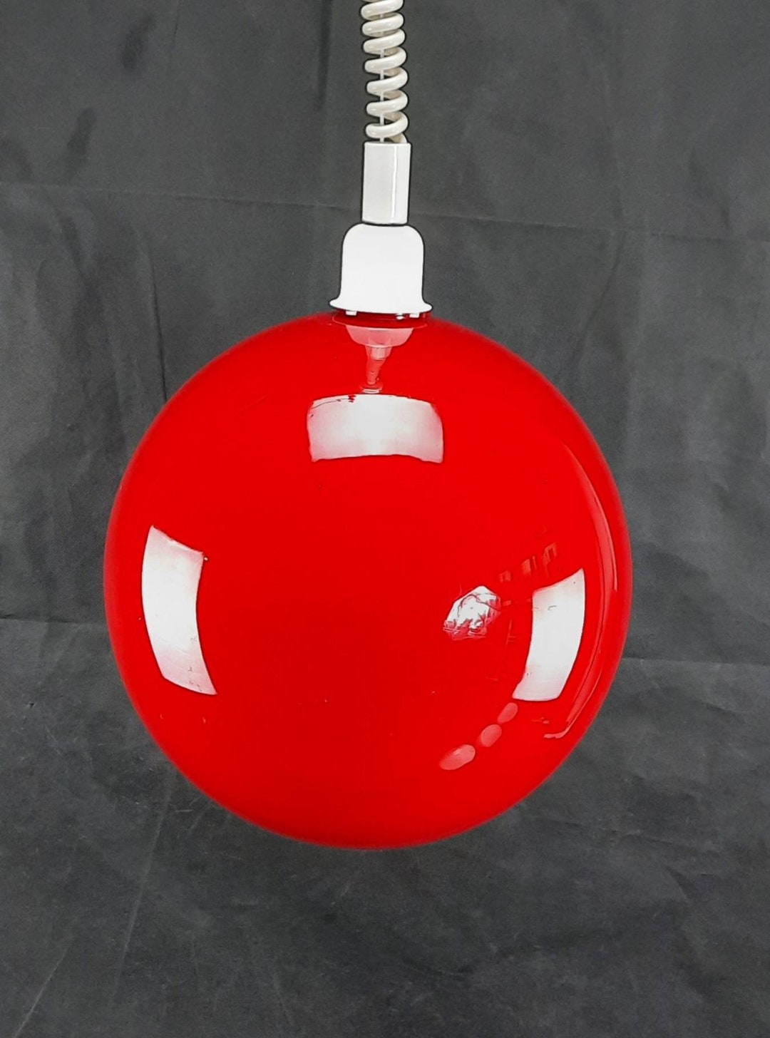 Space Age Pendant Opaline Glass Light, Ball Light, Red Glass Light, Mid ...