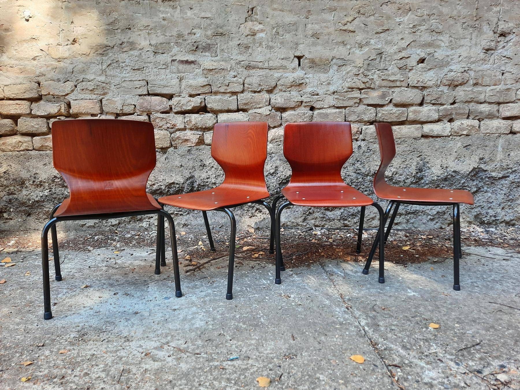 Set of Four Mid Century Dining Chairs by Flototto for | Etsy