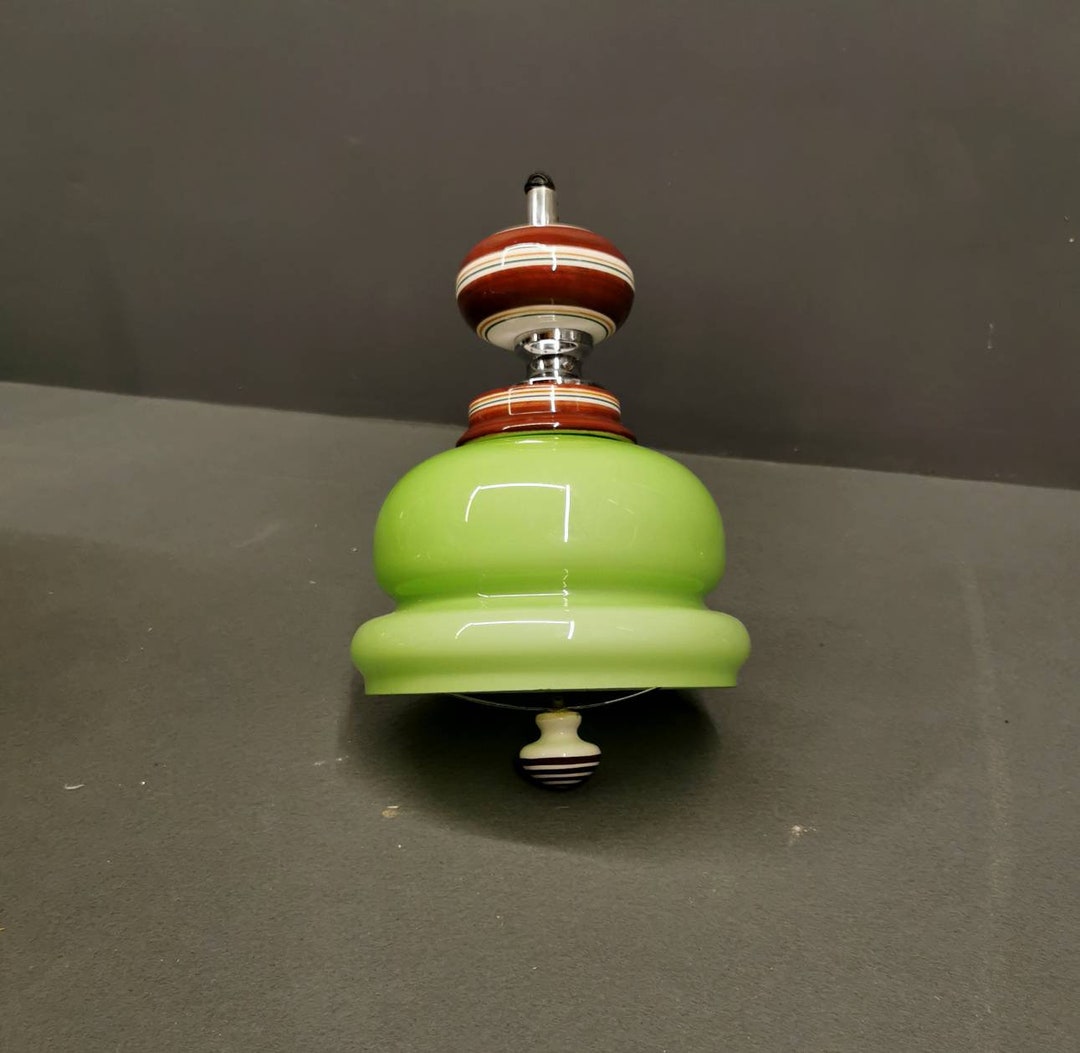 Vintage Green Pendant Lamp, Space Age Ceiling Lamp, MCM Glass Light ...