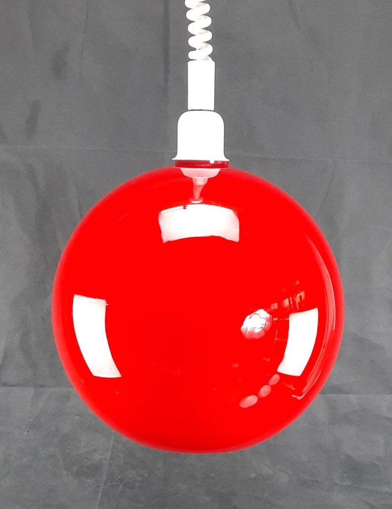 Red Opaline Glass Ball Pendant Light - 1970s Yugoslavia - Etsy