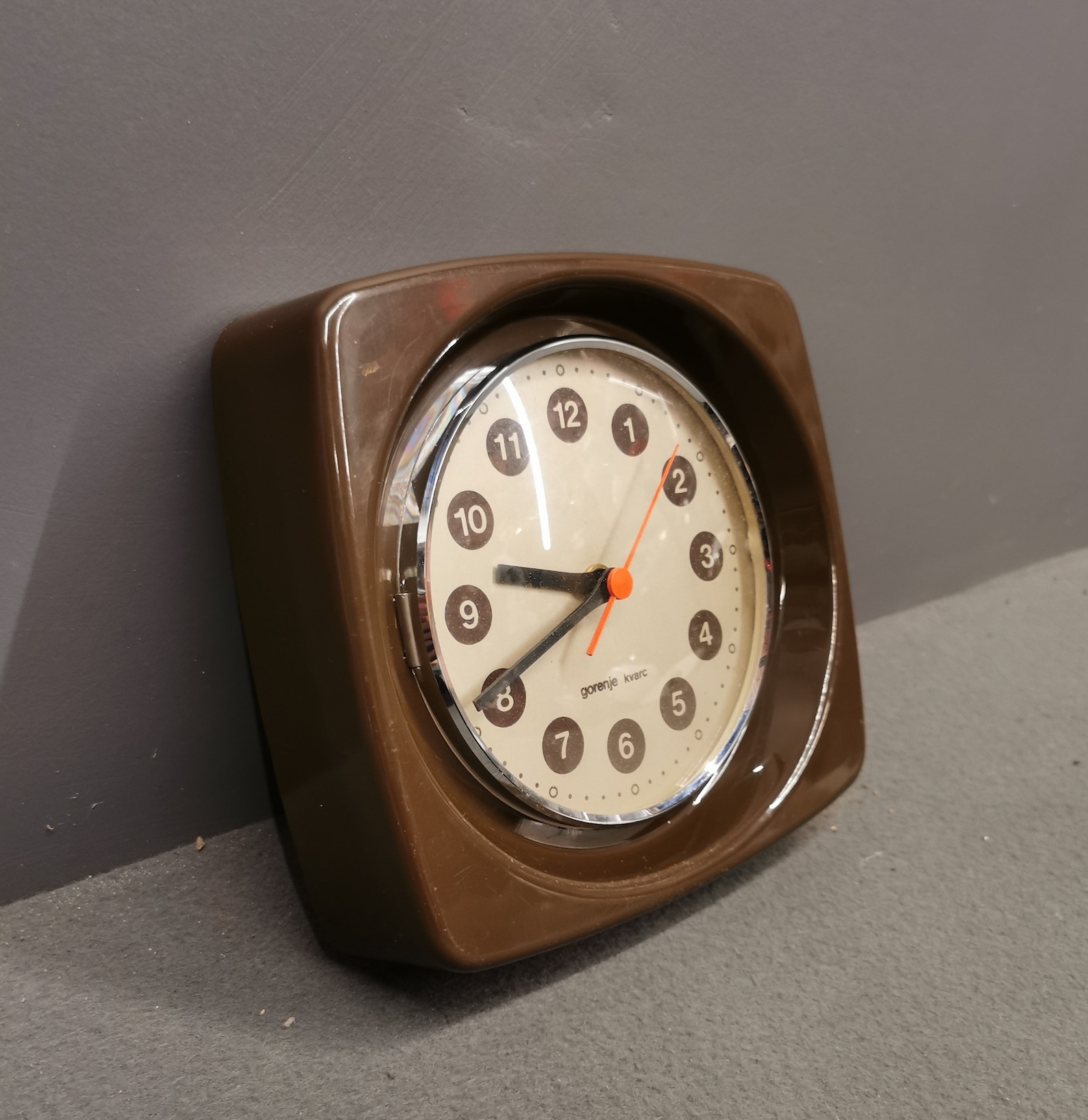 Vintage Wall Clock Gorenje Made in Yugoslavia in 70's, Space Age Brown ...