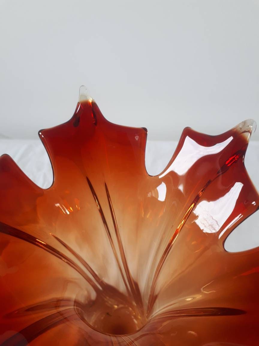 Vintage Red Glass Vase in the Shape of a Flower Glass Art | Etsy