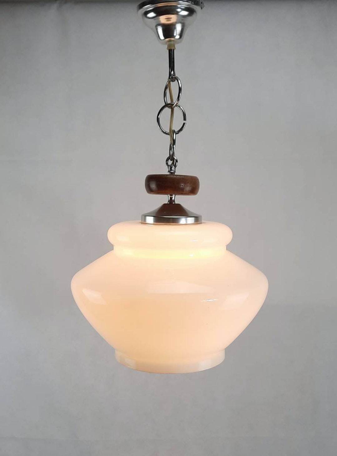 Vintage Pendant White Glass Lamp, Ceiling Glass Lamp, White Glass ...