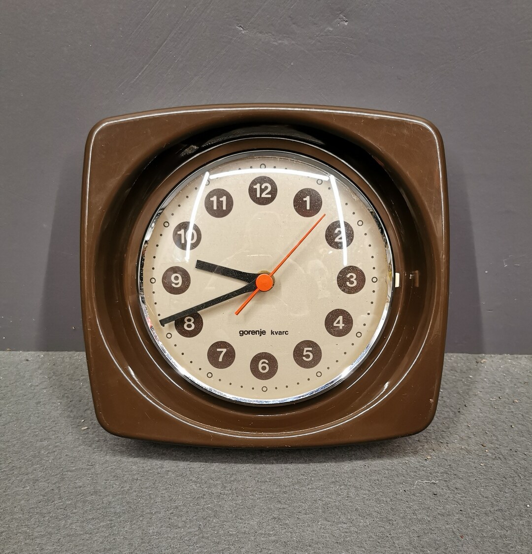Vintage Wall Clock Gorenje Made in Yugoslavia in 70's, Space Age Brown ...