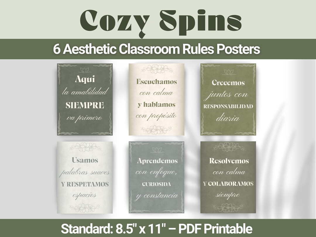 Green Spanish Classroom Rules Posters Printable Classroom Decor Green ...