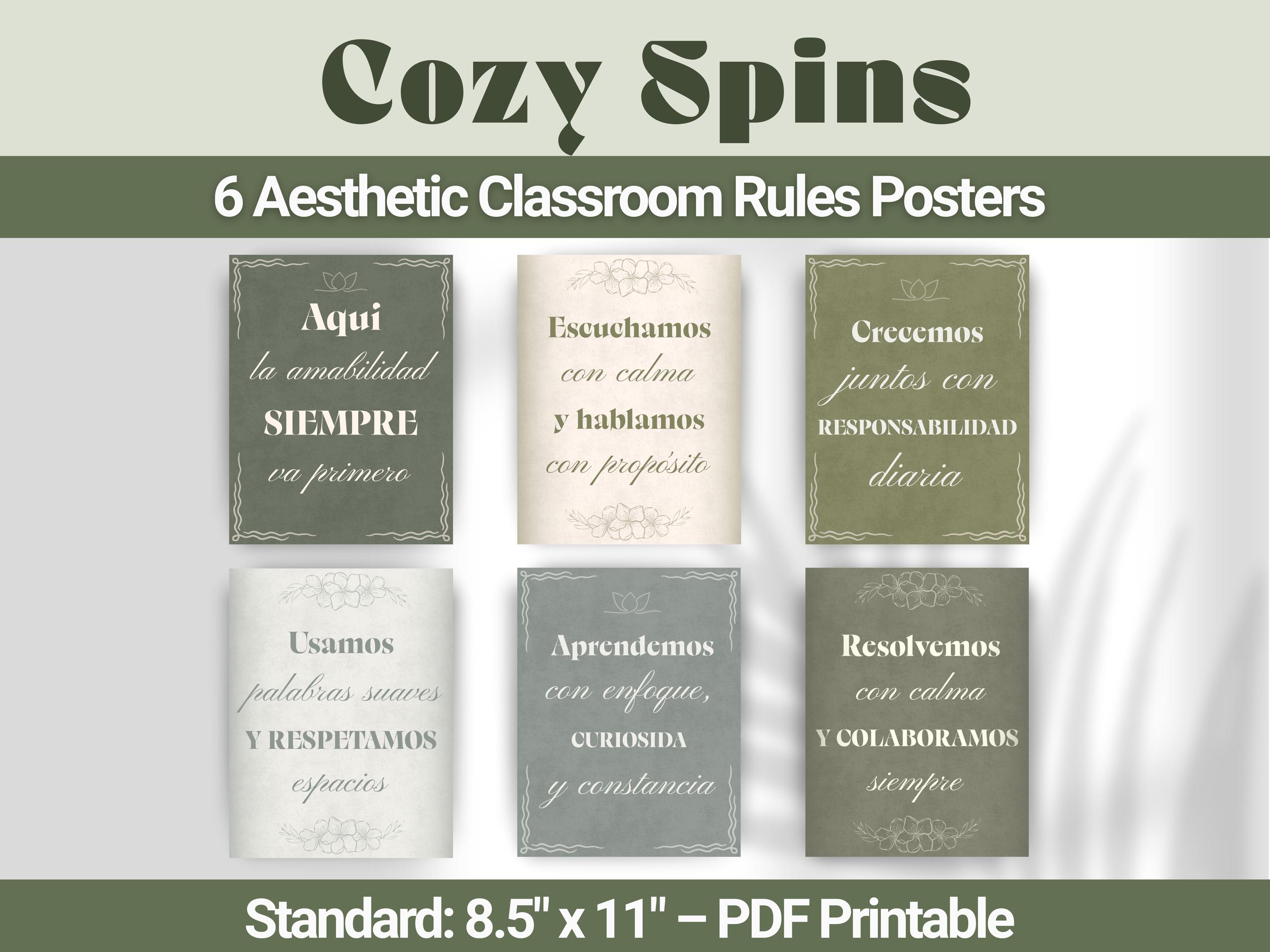 Green Spanish Classroom Rules Posters Printable Classroom Decor Green ...