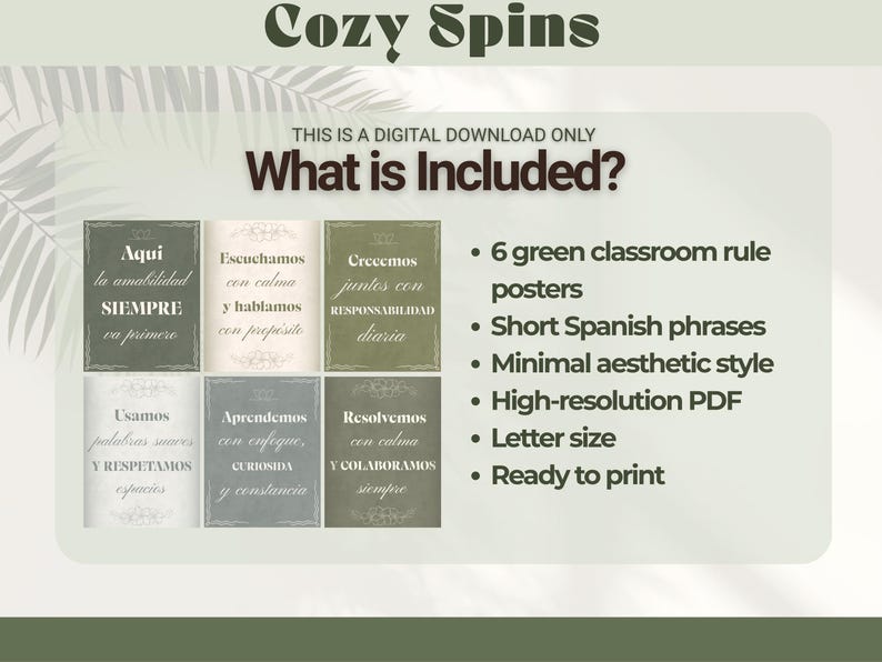 Green Spanish Classroom Rules Posters Printable Classroom Decor Green ...