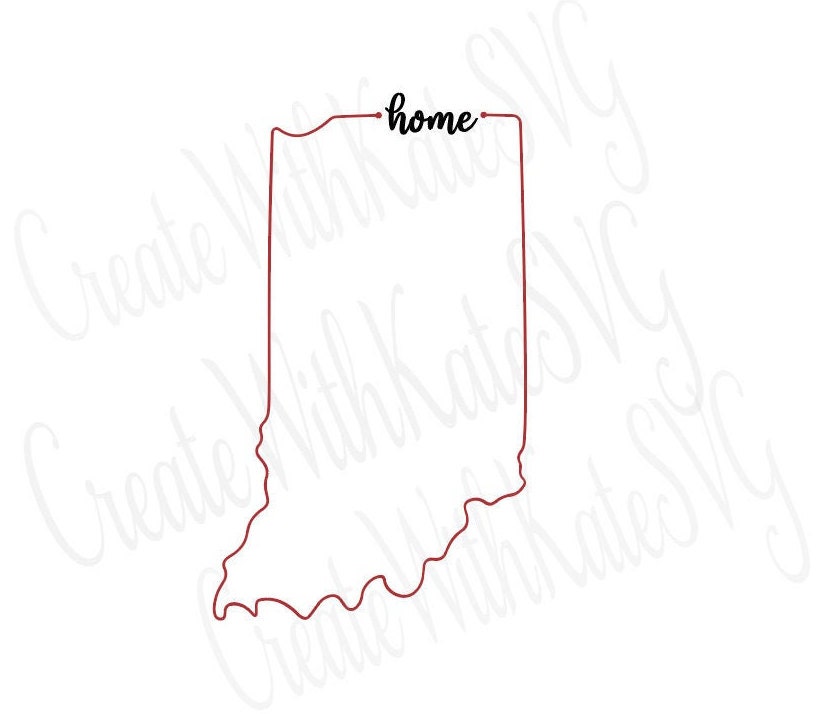 Indiana State Outline SVG Indiana Home Outline IN Outline - Etsy