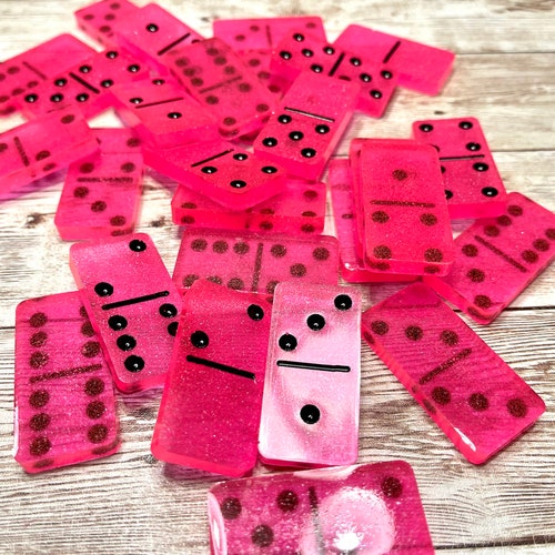 Custom Domino Set Chunky Pink Glitter Resin Dominoes Resin | Etsy