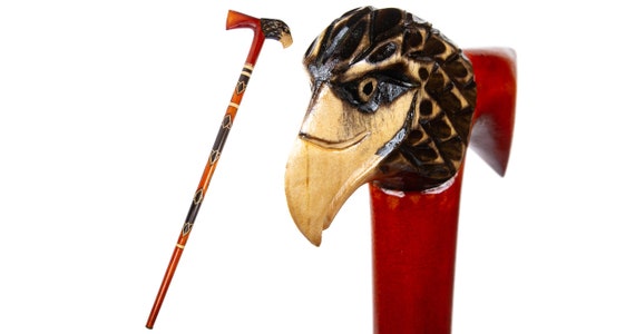Hawk Head Wooden Cane Walking Stick Handle Handmade Hand | Etsy