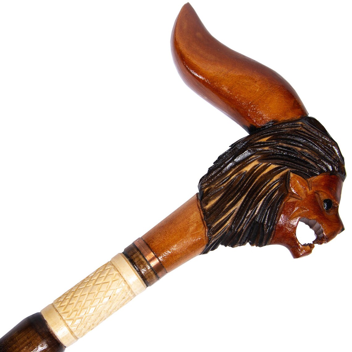 Lion Head Wooden Cane Walking Stick Handle Handmade Hand - Etsy