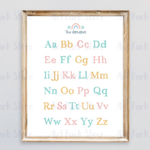 Educational Prints Set of 6 Neutral Rainbow Nursery Wall Art | Etsy