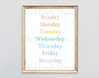 Days of the Week Printable, Montessori Education Poster, Kids Learning ...
