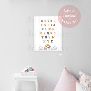 Alphabet Printable Wall Art, Rainbow Classroom Theme Educational ...
