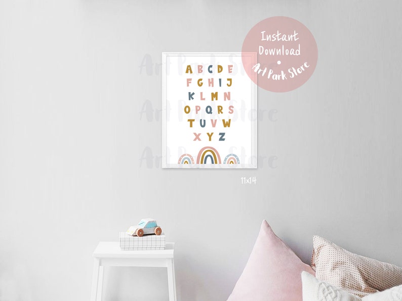 Alphabet Printable Wall Art, Rainbow Classroom Theme Educational ...