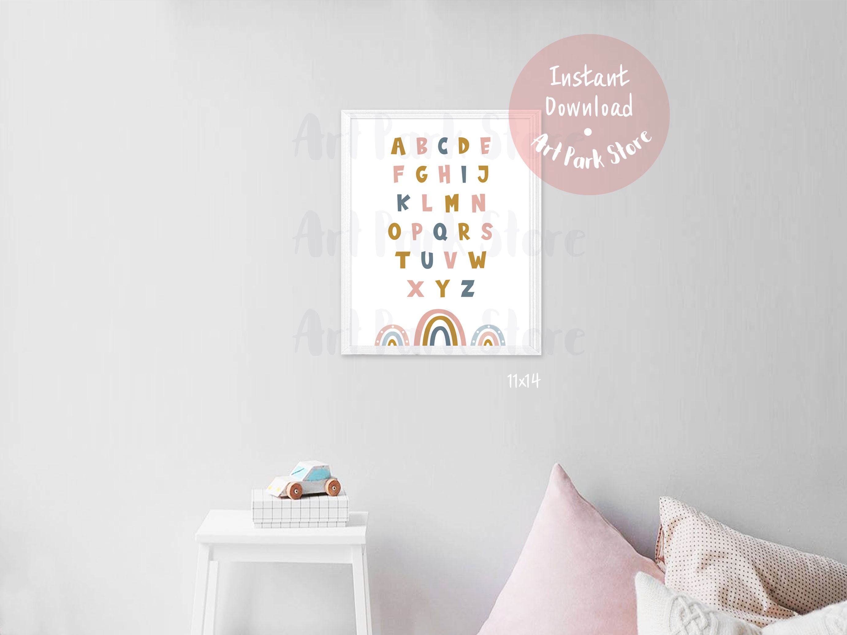 Alphabet Printable Wall Art, Rainbow Classroom Theme Educational ...