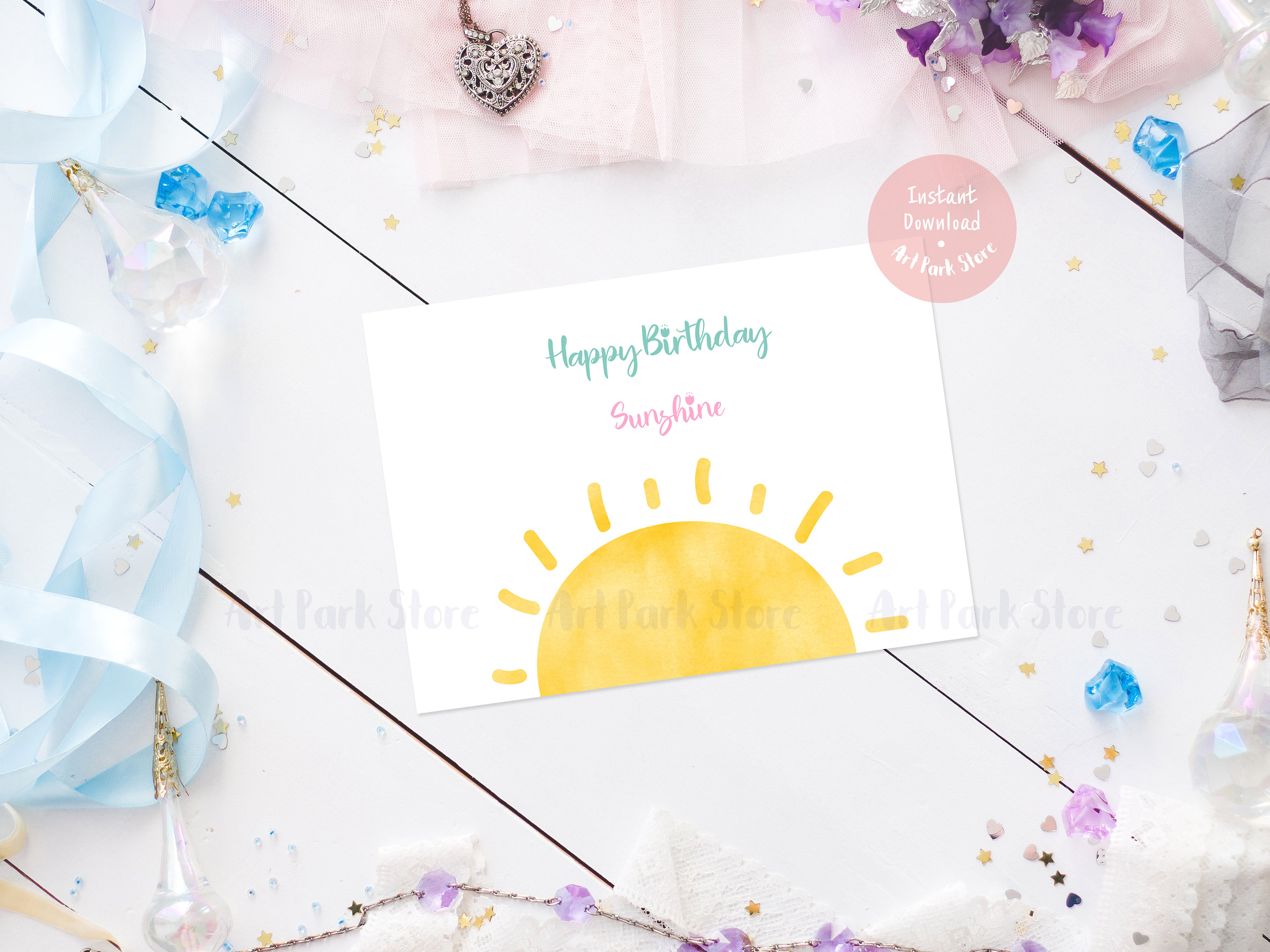 Sunshine Birthday Card Printable, Happy Birthday Card, Printable ...