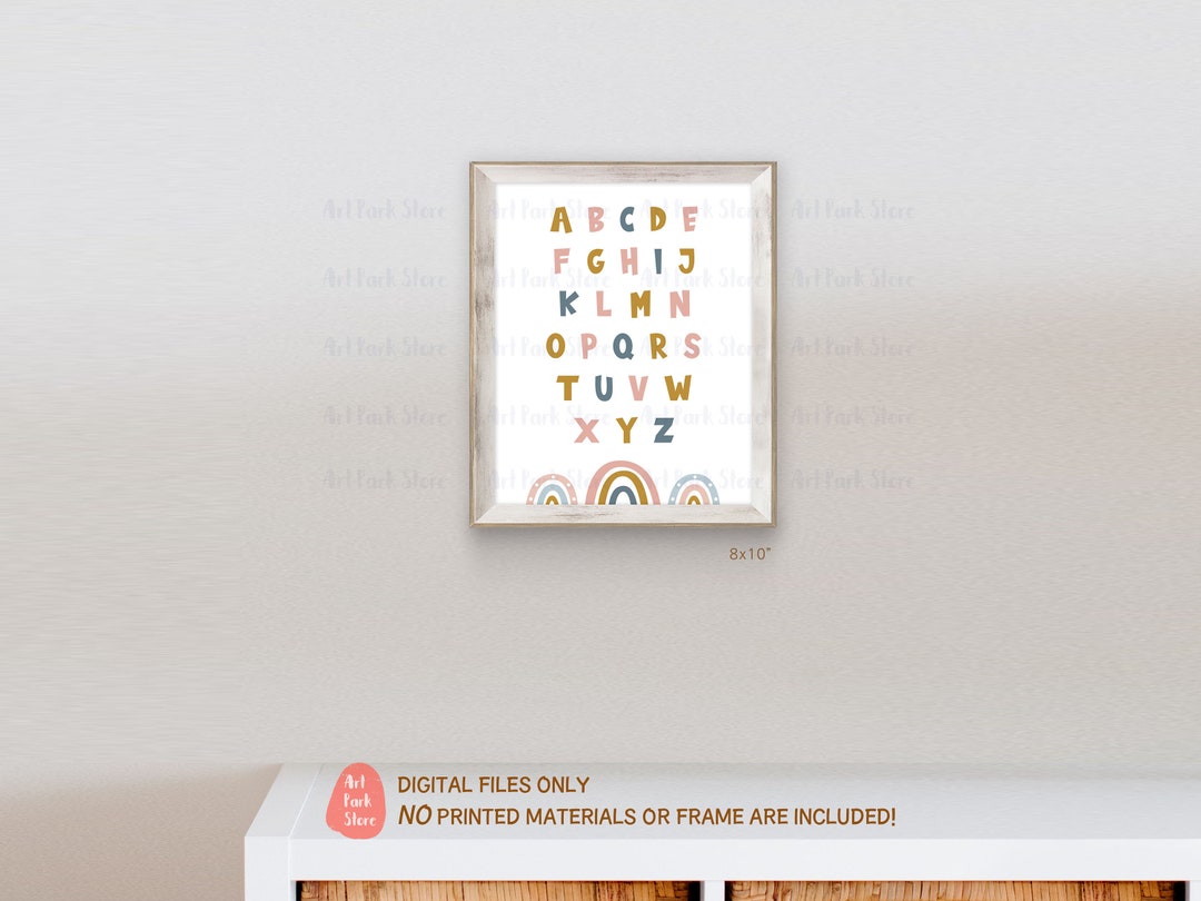 Alphabet Printable Wall Art, Rainbow Classroom Theme Educational ...