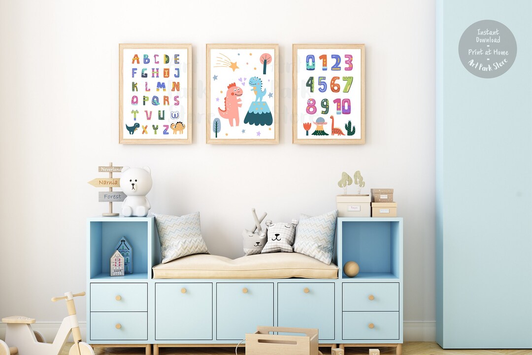 Alphabet Poster Printable Wall Art, Alphabet Print Kids Set of 3 ...