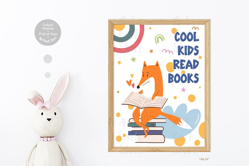 Printable Reading Corner Poster Set, Cool Kids Read Books, Reading ...