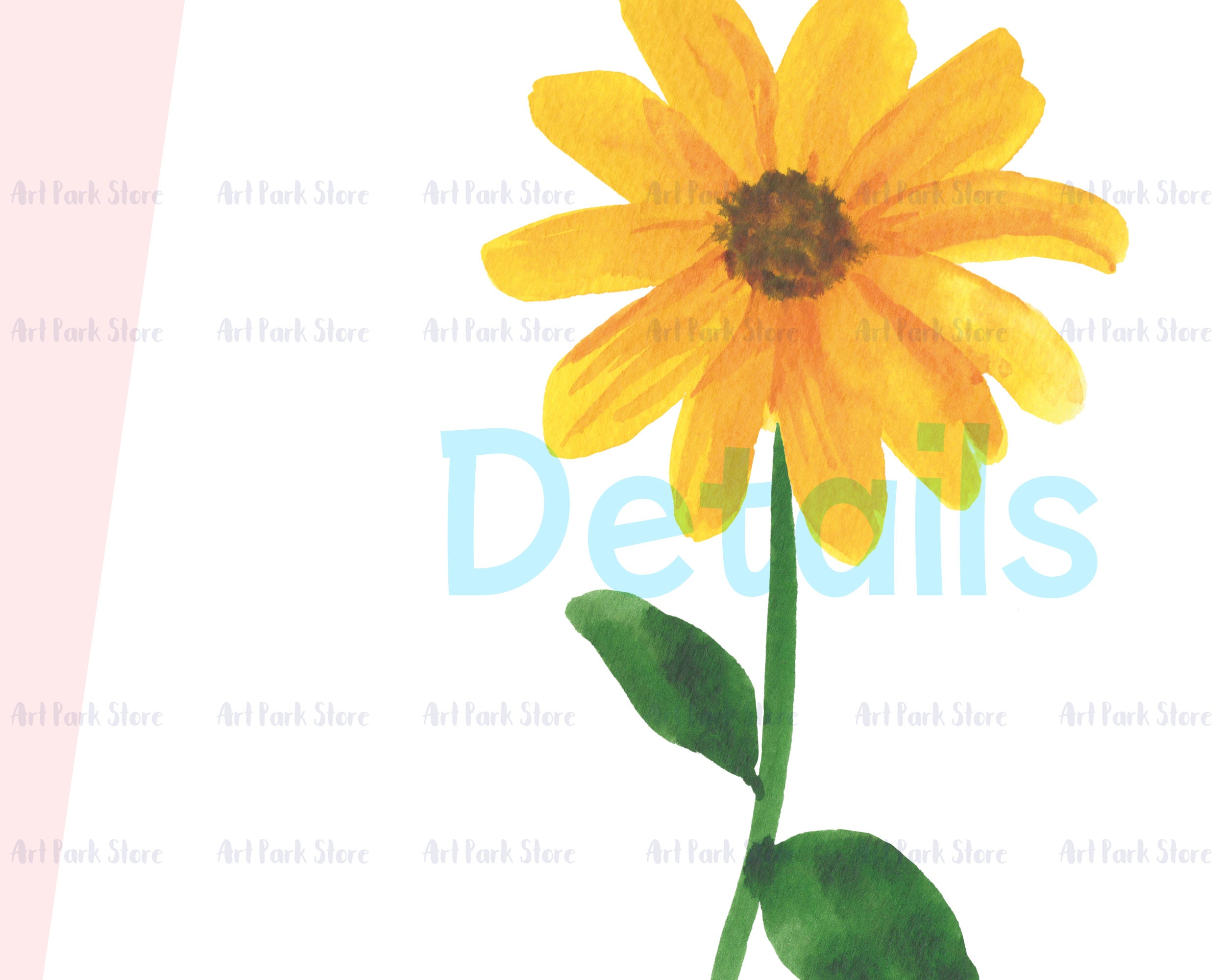 Watercolor Sunflower Printable Wall Art, Yellow Sunflower Nursery Print ...