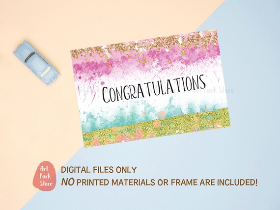 Congratulations Card Printable Celebration Gold Glitter | Etsy