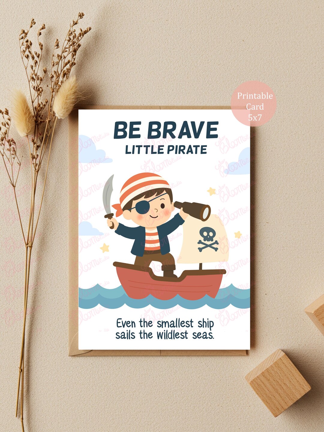 Be Brave Little Pirate Card: Kids Motivational Art (5x7 Printable) - Etsy