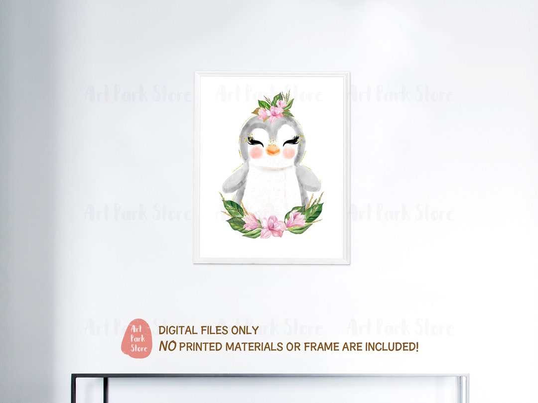 Penguin Print, Nursery Animal Printable Wall Art, Penguin Nursery Art ...