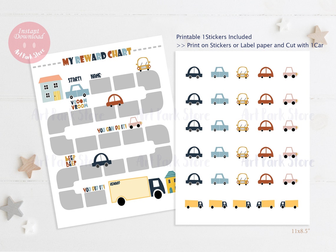 Car Reward Chart for Toddler Kids Reward Chart Printable - Etsy