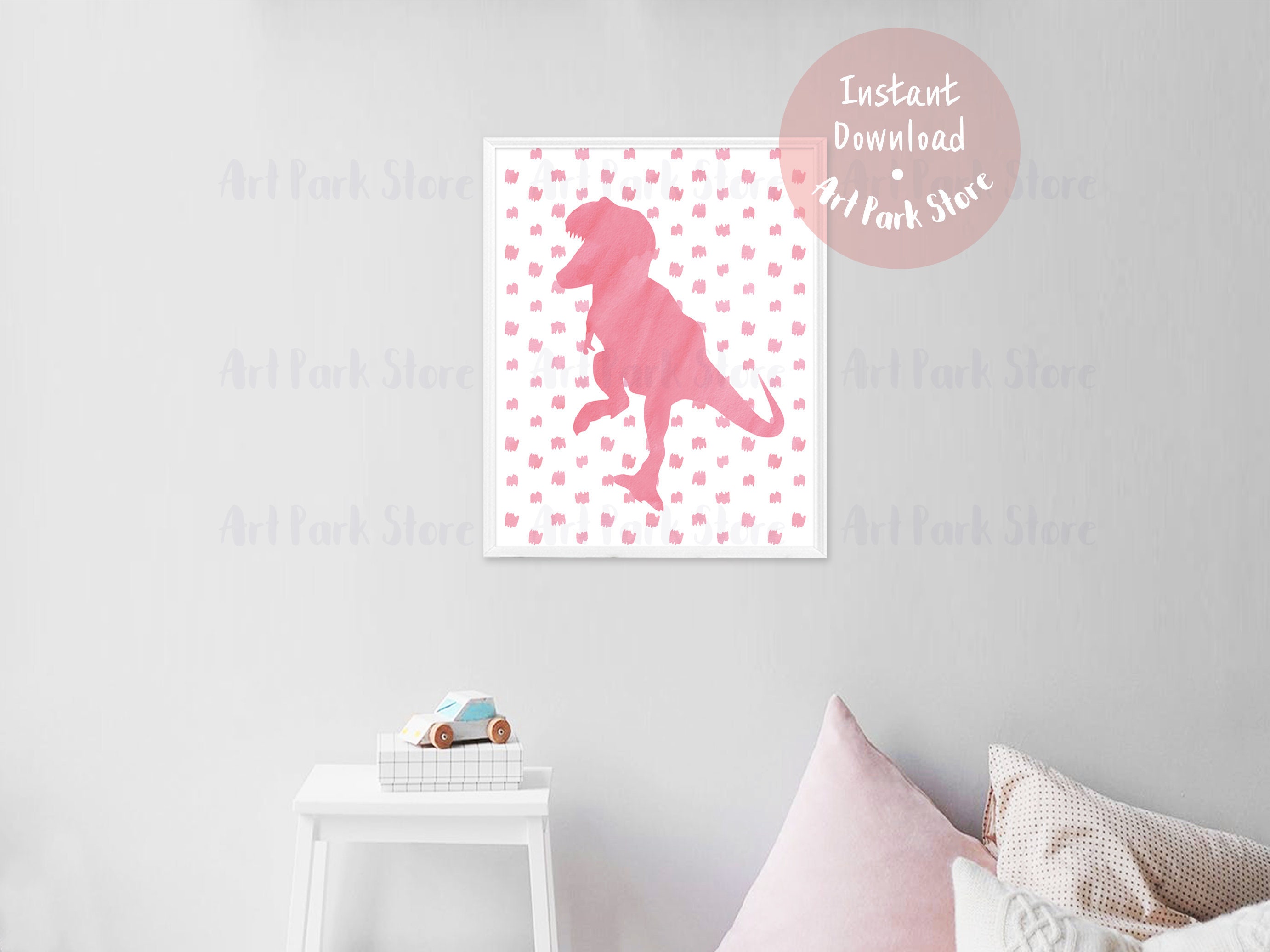 Pink Dinosaur Print Dinosaur Printable Wall Art for Girl - Etsy