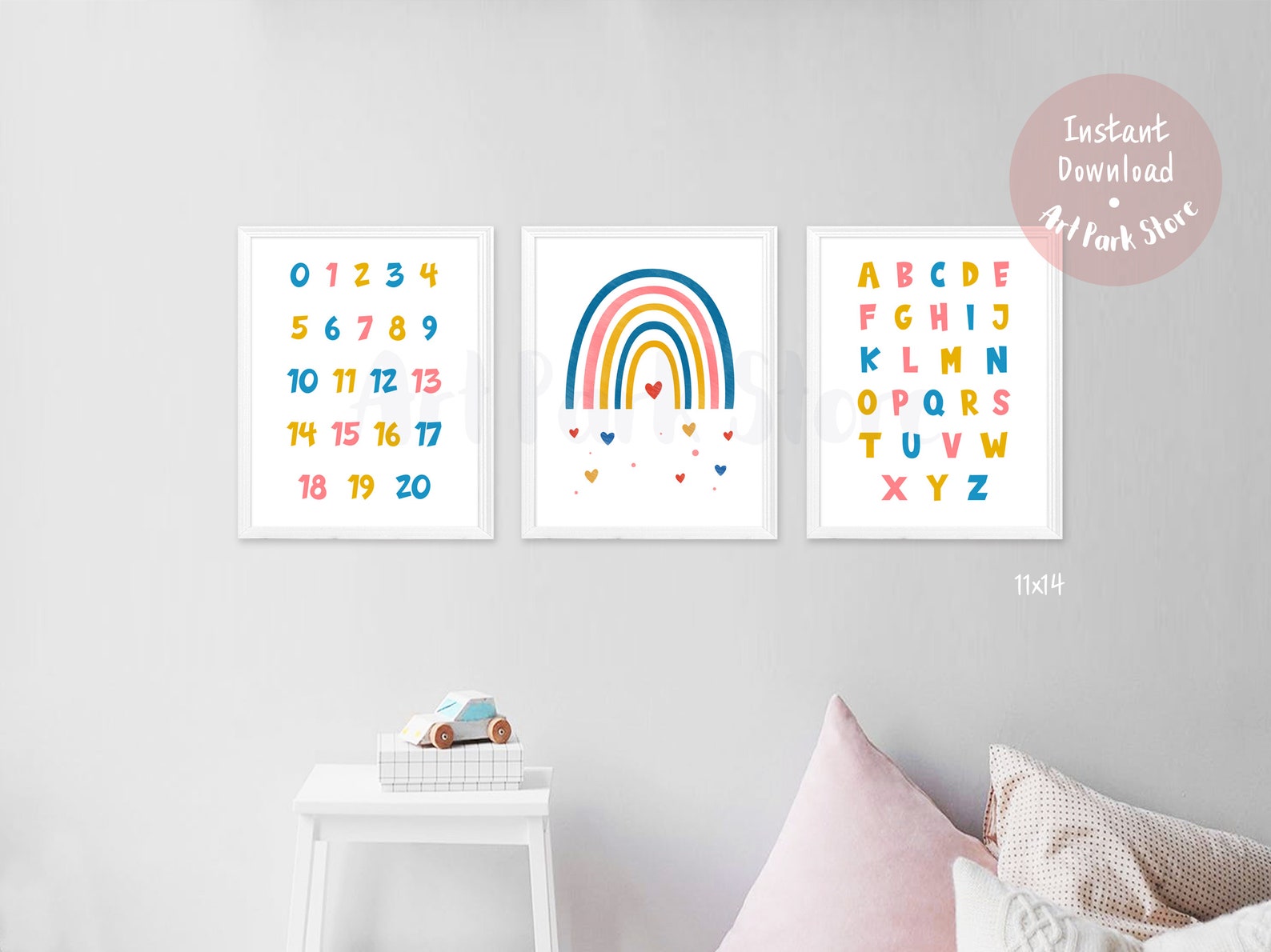 Alphabet Poster Printable Wall Art Set of 3, Alphabet Print Set ...